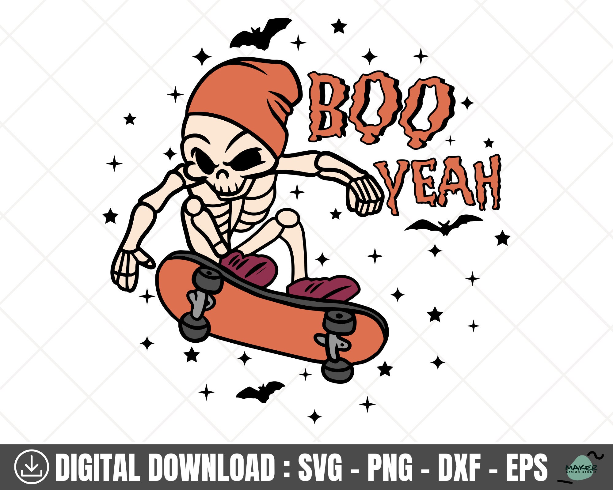 Skeleton Skateboard Svg, Spooky Vibes Svg, Halloween Png, Halloween ...