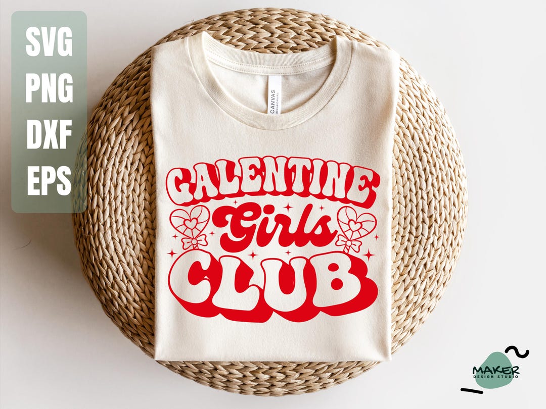 Galentine Girls Club Svg, Groovy Valentine, Girl Gang Party, Girls ...