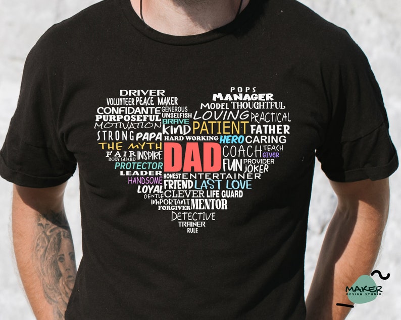 Dad Word Art Svg Fathers Day Svg Dad Svg Typography Heart | Etsy