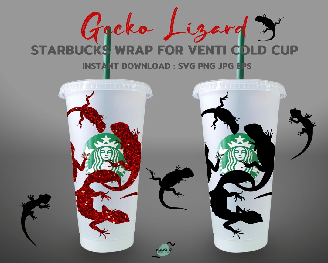Gecko Lizard 24oz Venti Cold Cup Cutfiles for Cricut Silhouette ...