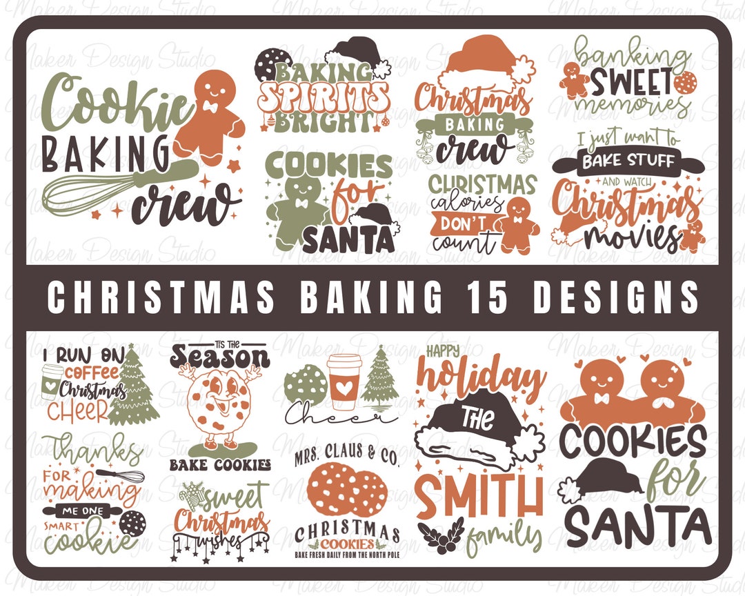 15 Bundle Christmas Baking Svg, Cookie Baking Svg, Cute Gingerbread Svg ...