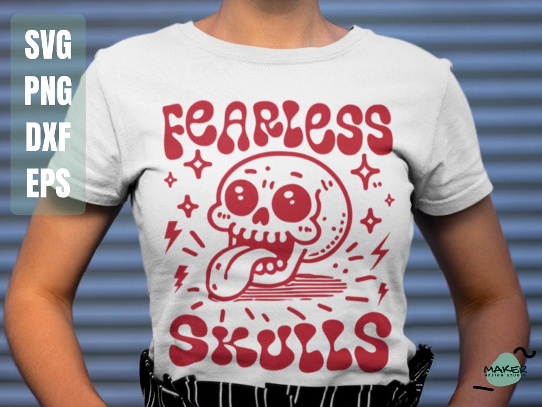Fearless Skulls Svg, Halloween Cut Files, Biker Squad Shirts, Skull ...