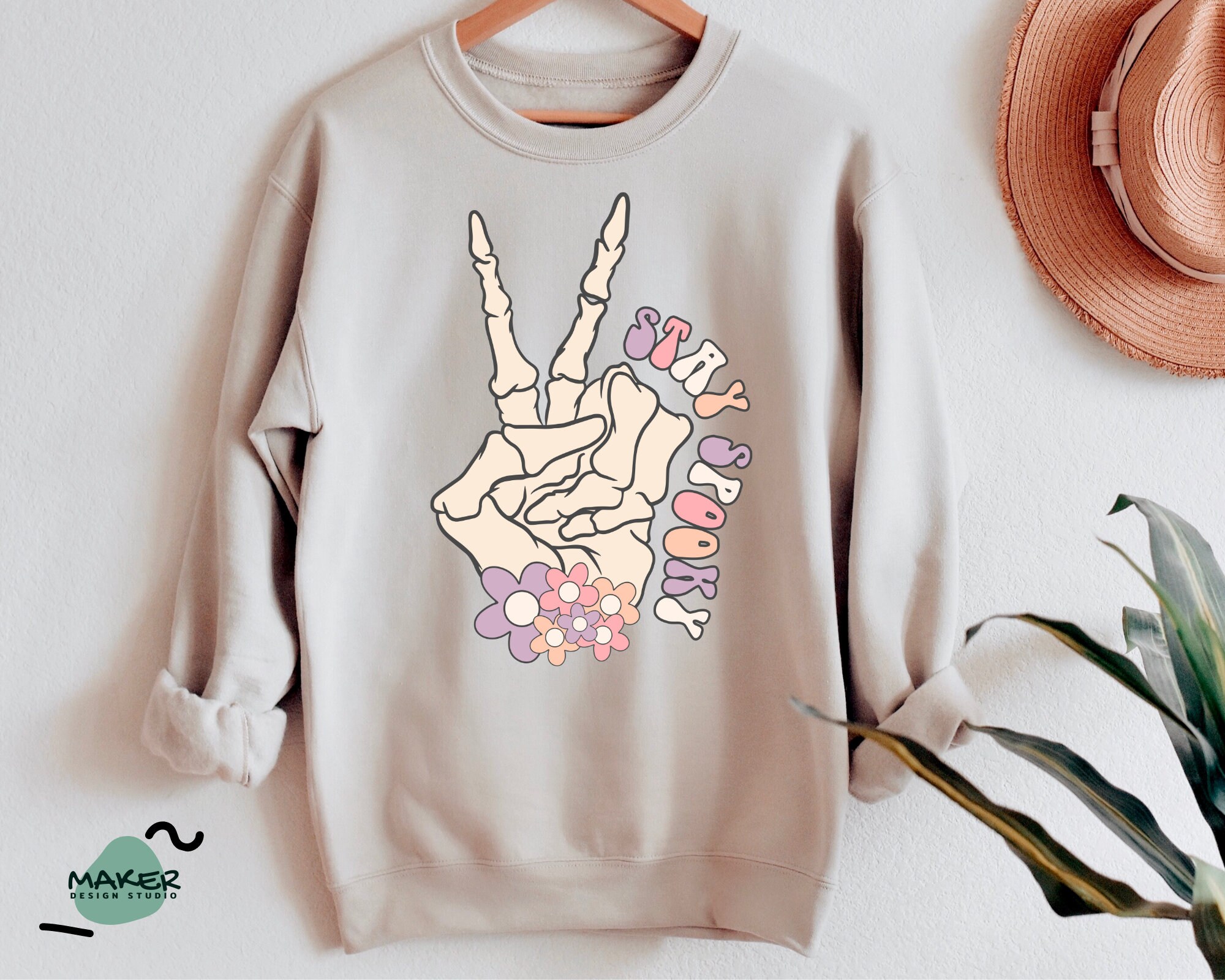 Stay Spooky Svg Skeleton Peace Sign Svg Spooky Season Svg - Etsy