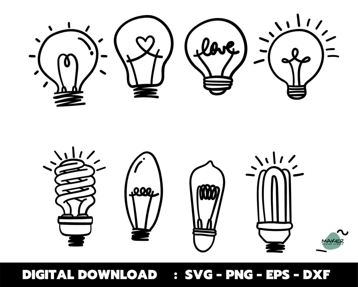 Light Bulb Svg Bundle, Light Bulb Clipart, Cutting Files, Cricut Design ...