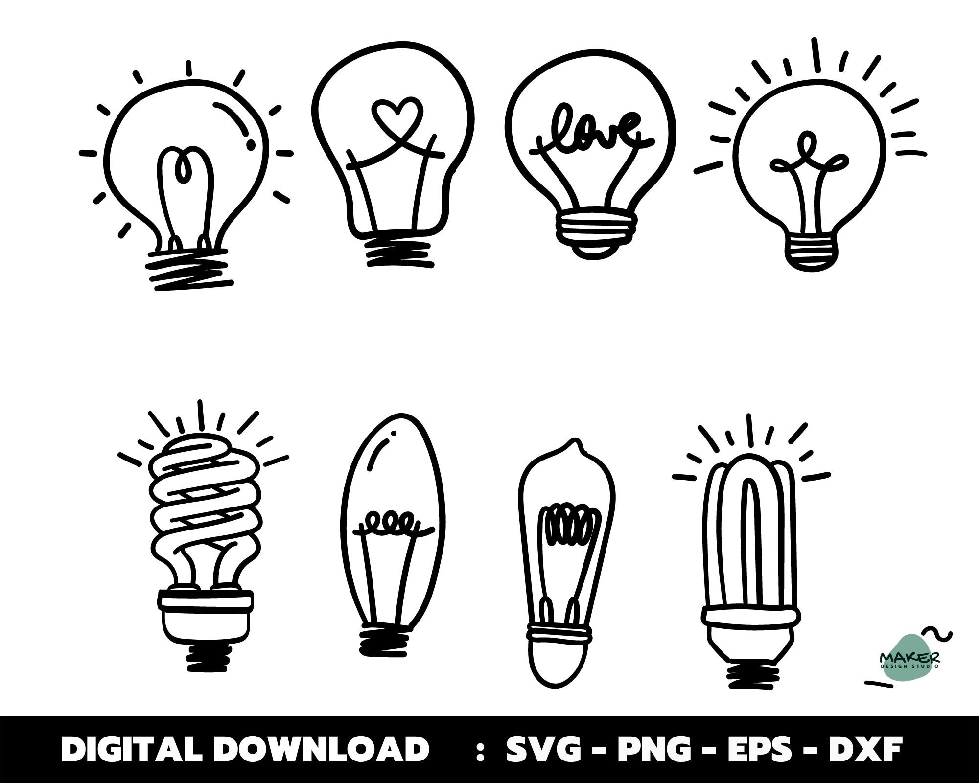Light Bulb Svg Bundle Light Bulb Clipart Cutting Files | Etsy
