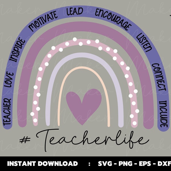 Teach Love Inspire Lead Motivate Connect Svg - Etsy