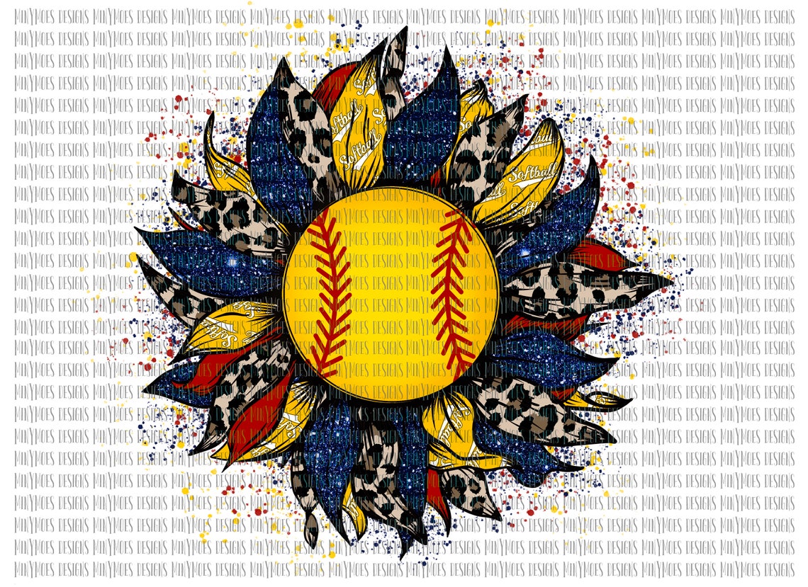 Softball Sunflower PNG Softball Sublimation PNG - Etsy