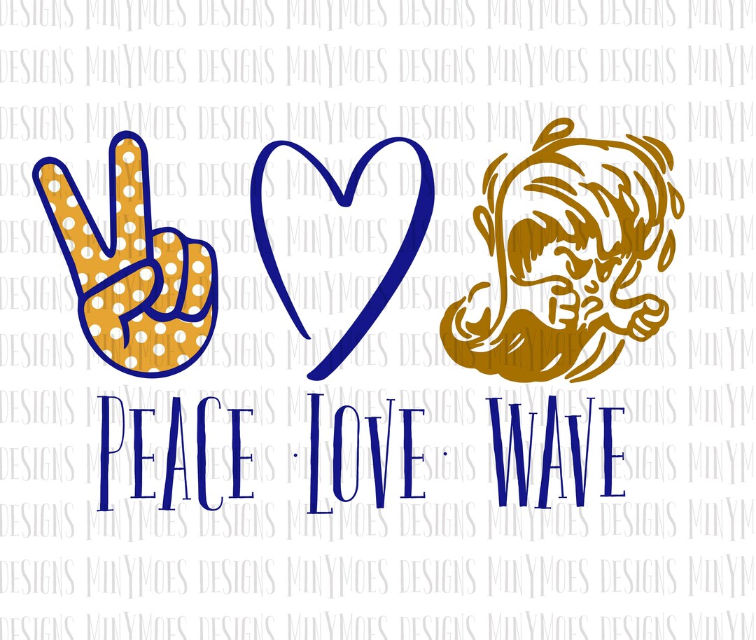 Peace Love Wave PNG | Blue and Gold Mascots - Etsy