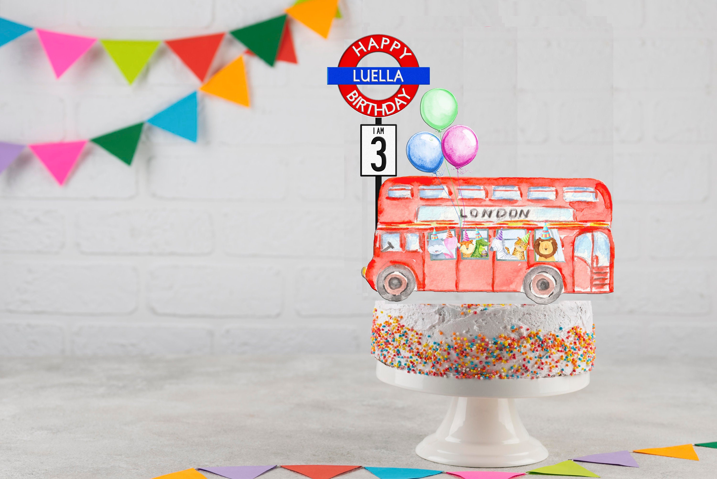 London Bus Cake Topper | PRINTABLE Party Centerpiece | Party Decor ...