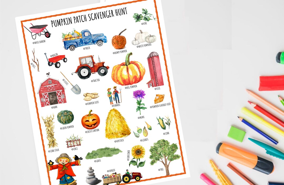 Pumpkin Patch Scavenger Hunt | Fall, Autumn Treasure Hunt | PRINTABLE ...