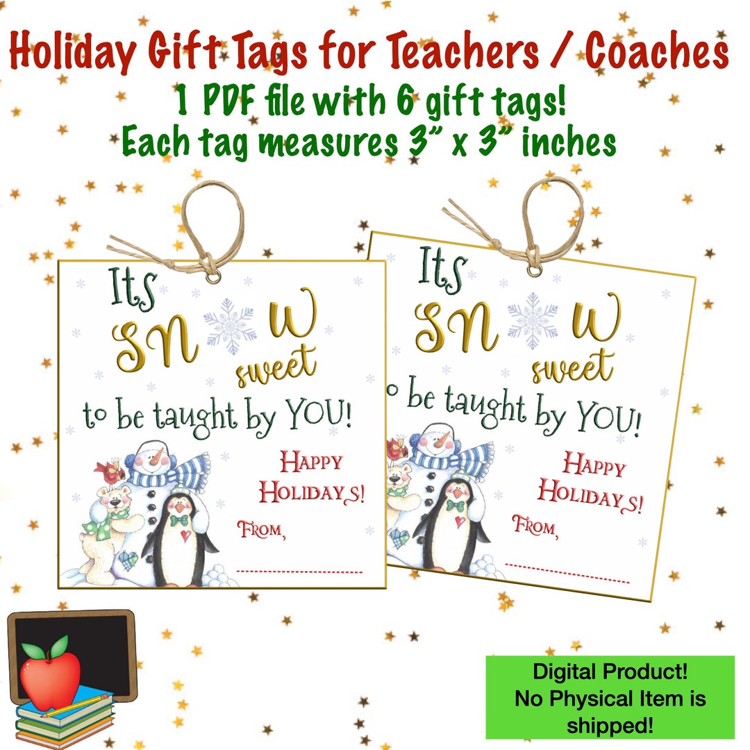 Holiday Gift Tags for Teachers, Coaches Perfect for the Holiday Season ...