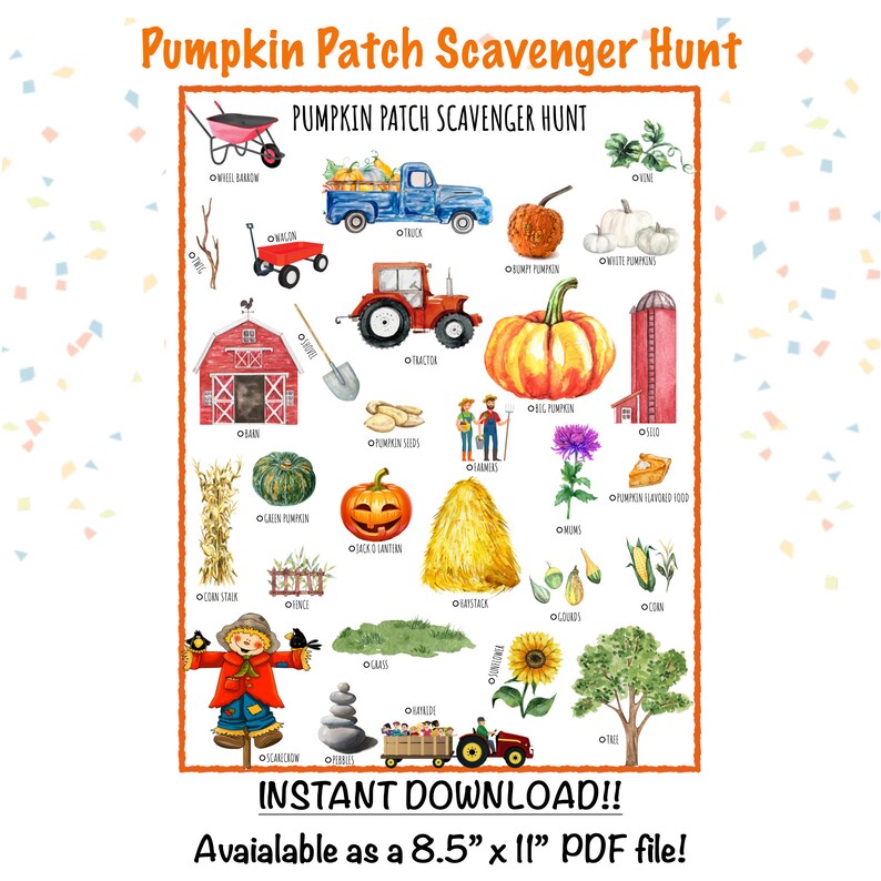 Pumpkin Patch Scavenger Hunt Fall Autumn Scavenger Hunt - Etsy