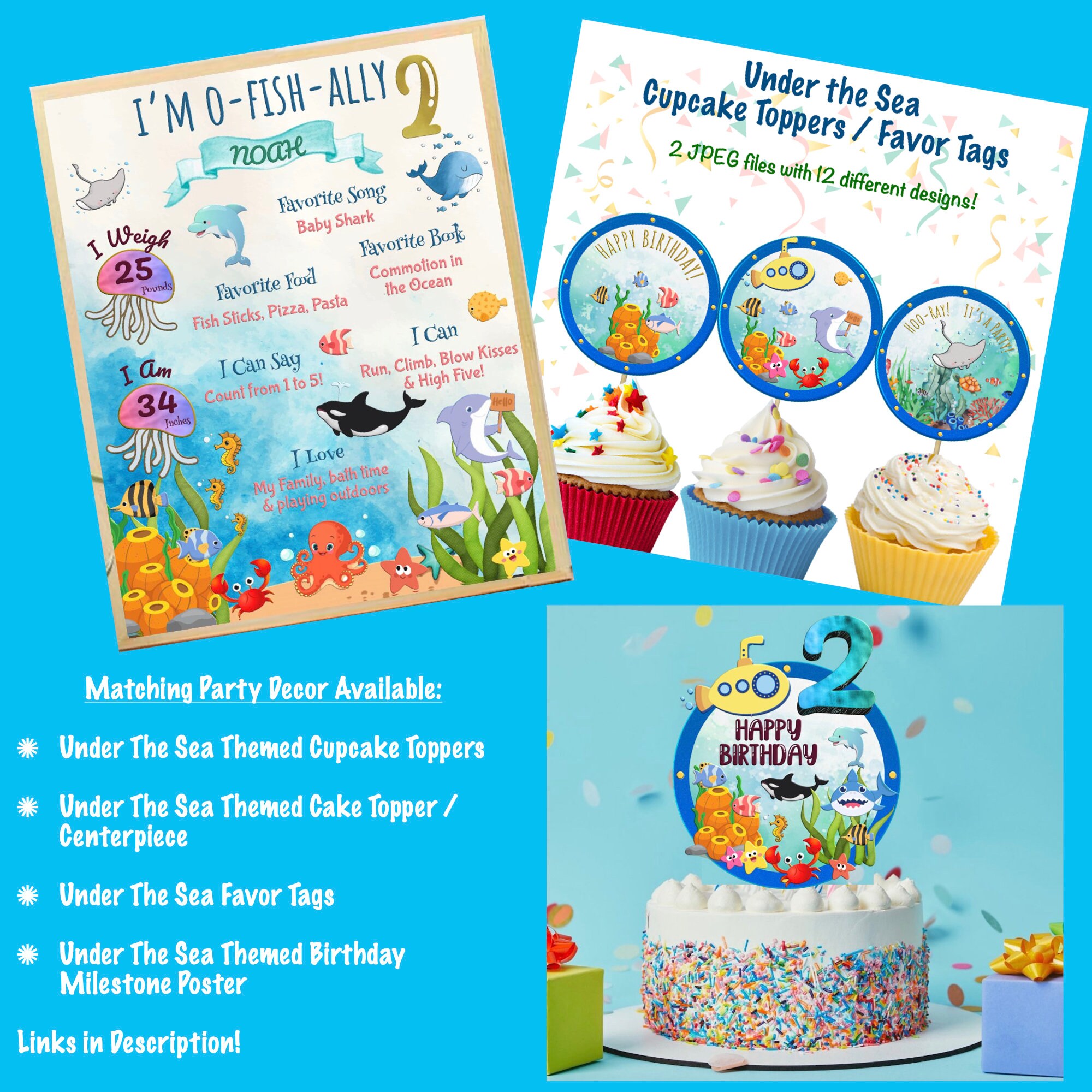 Under the Sea Birthday Milestone Poster PRINTABLE Birthday | Etsy