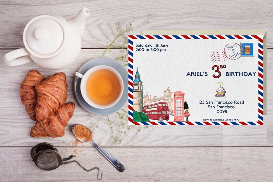 London Theme, Postcard Style, Printable Invitation - British Icons ...