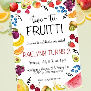 Two-tii Fruitti Birthday Invitation - Perfect for a 2nd Birthday ...