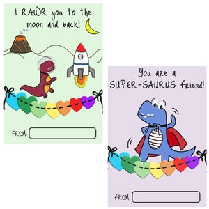 Kids Valentine Cards - Friendship, Dinosaurs, Perfect for Classroom ...