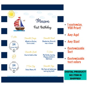 Nautical Theme Birthday Milestone | PRINTABLE Birthday Chalkboard ...