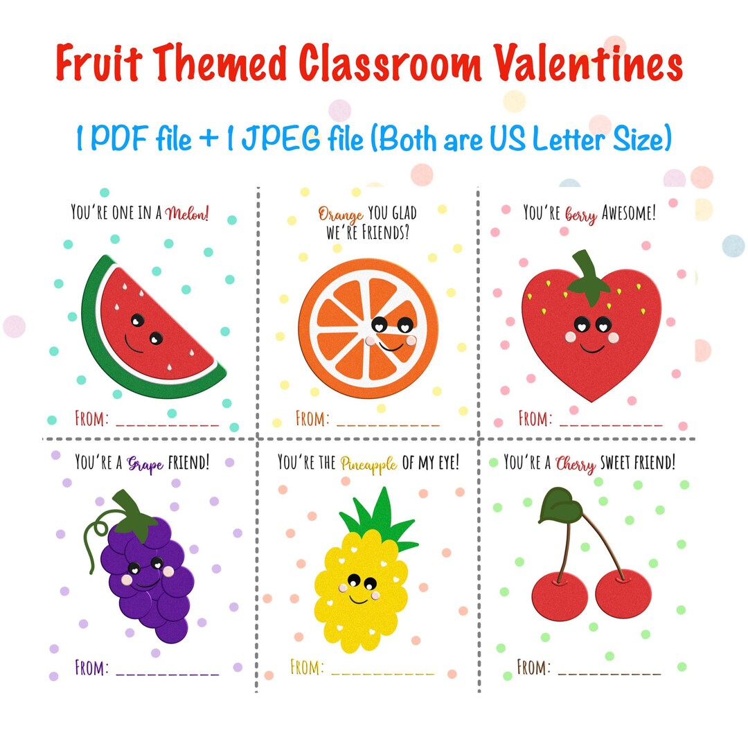 Adorable Fruit-themed Valentine Cards With Punny Messages Perfect for ...