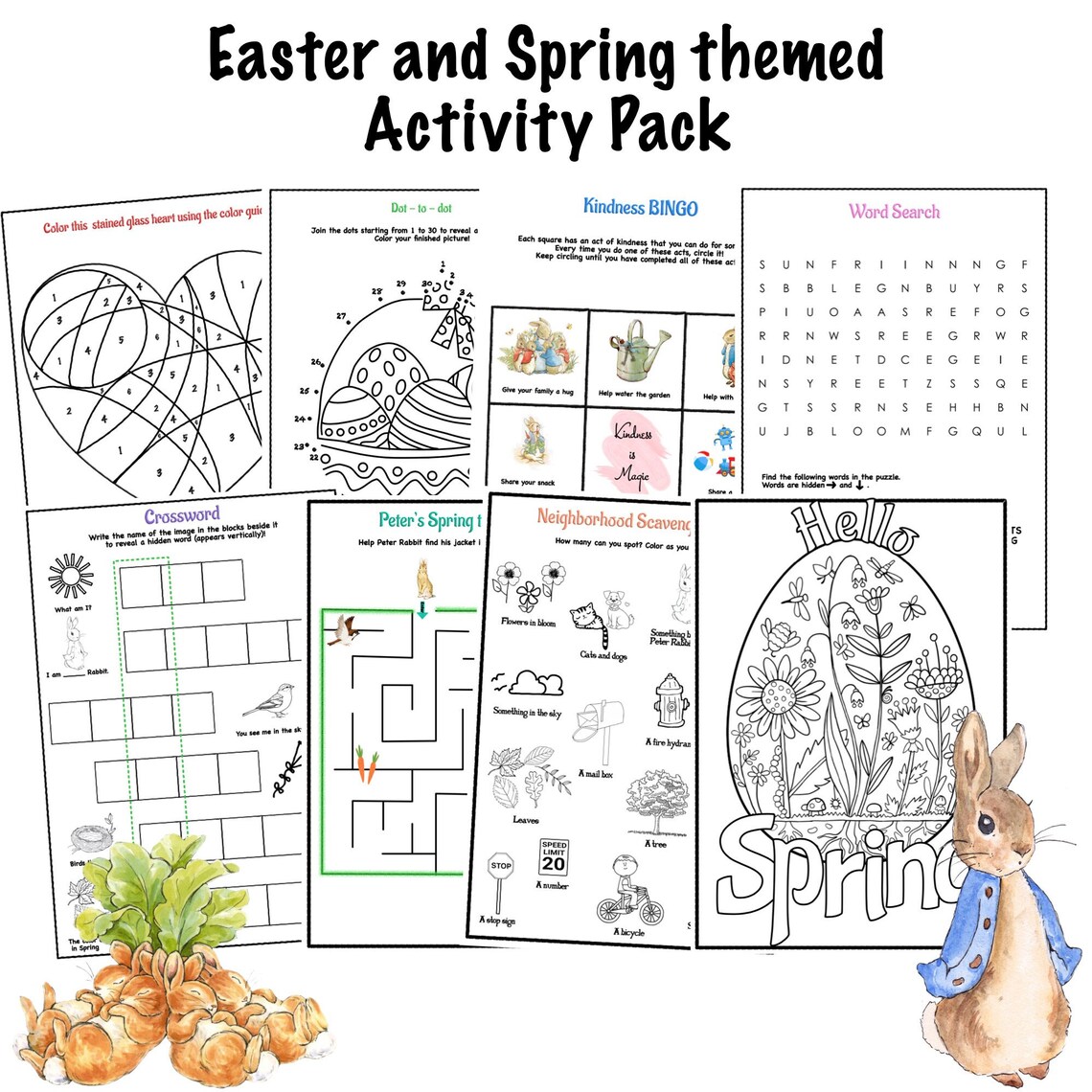 Easter Activity Pack Bunny Peter Rabbit Kids Activity - Etsy