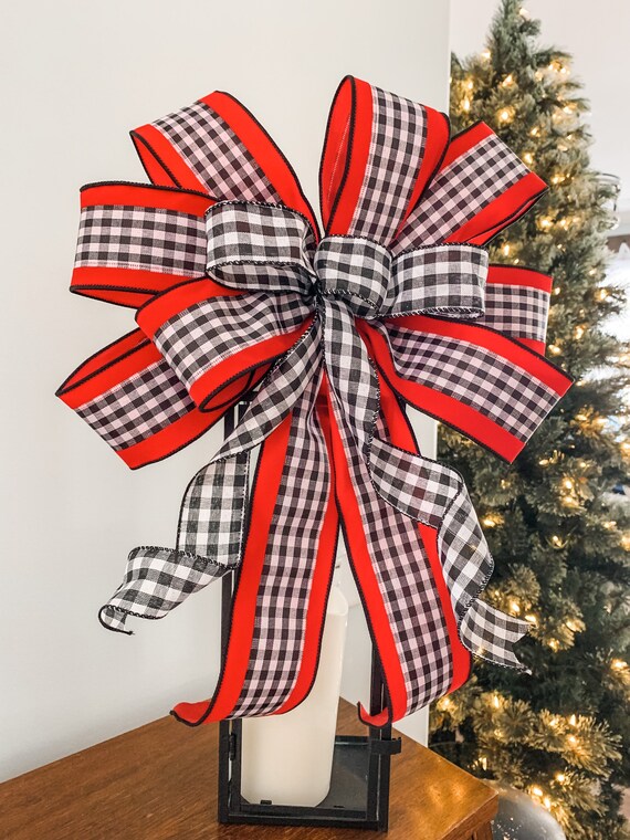 Everyday Farmhouse Bow Buffalo Check Lantern Bow Red And Etsy
