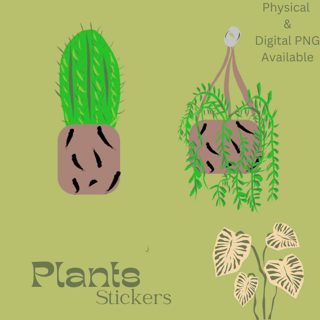 5 Digital Plant Sticker PNG - Etsy