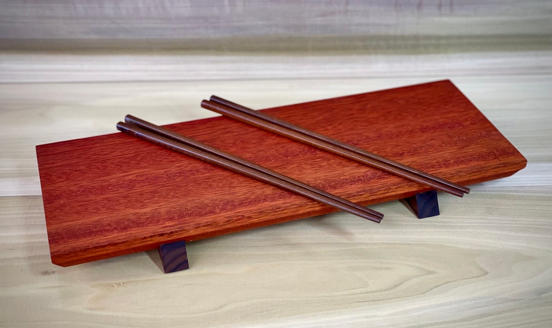 Sushi Board, Sushi Tray With Chopsticks, Blood Wood and Walnut - Etsy