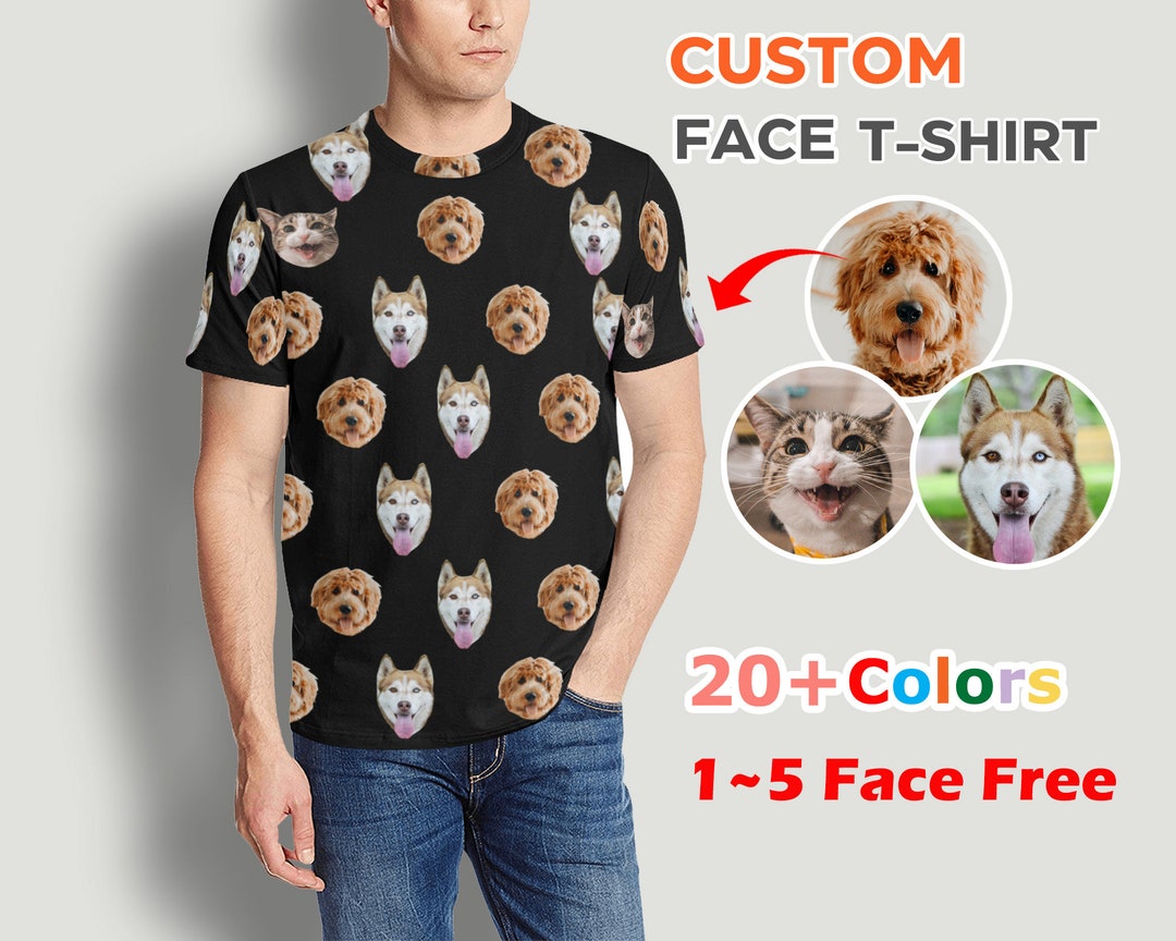 Custom Pet Face T-shirt: All Over Print Dog & Cat Photo Shirt - Etsy
