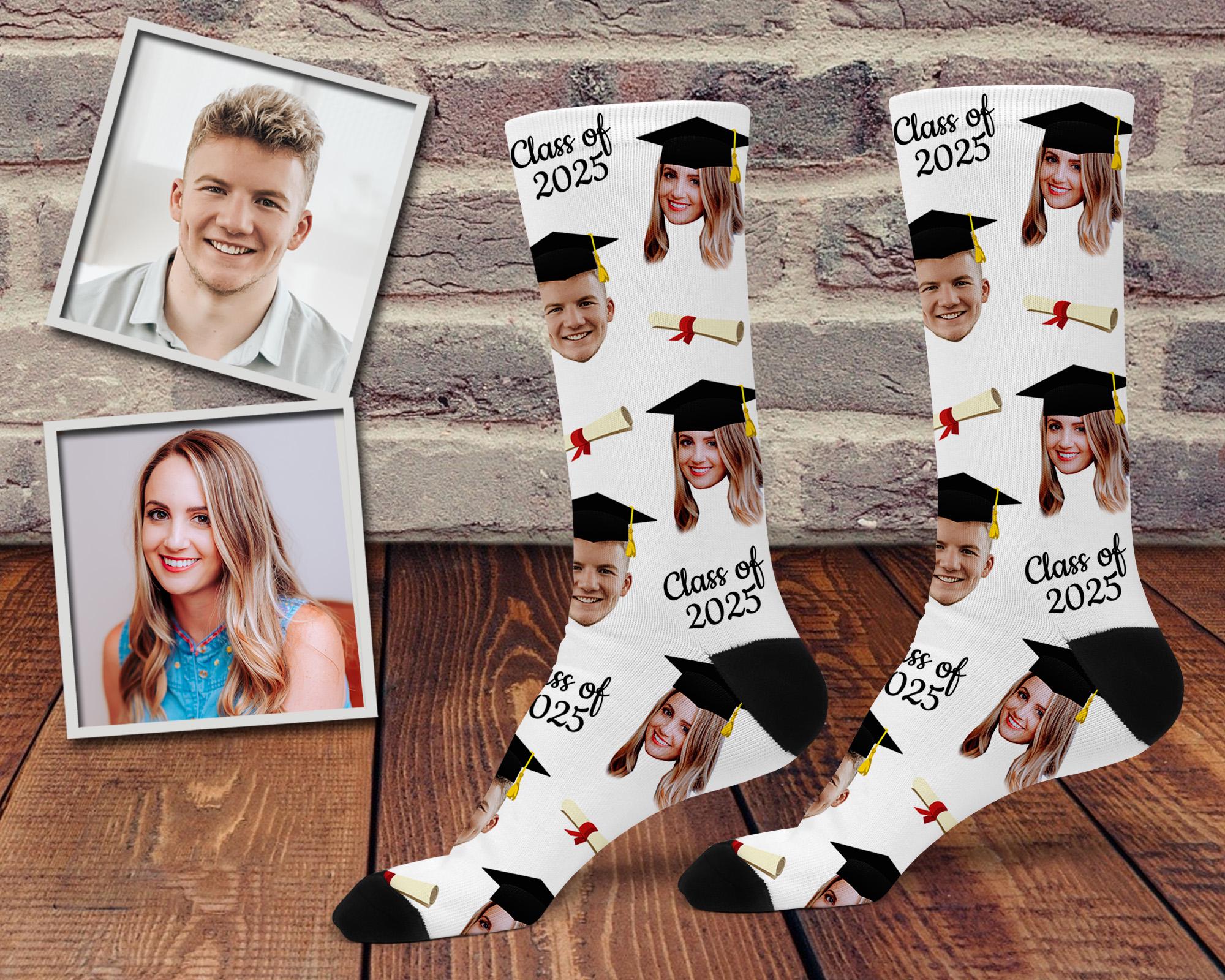 Custom Graduation Socks: Face Photo Gift, Personalized Grad Face Sock ...