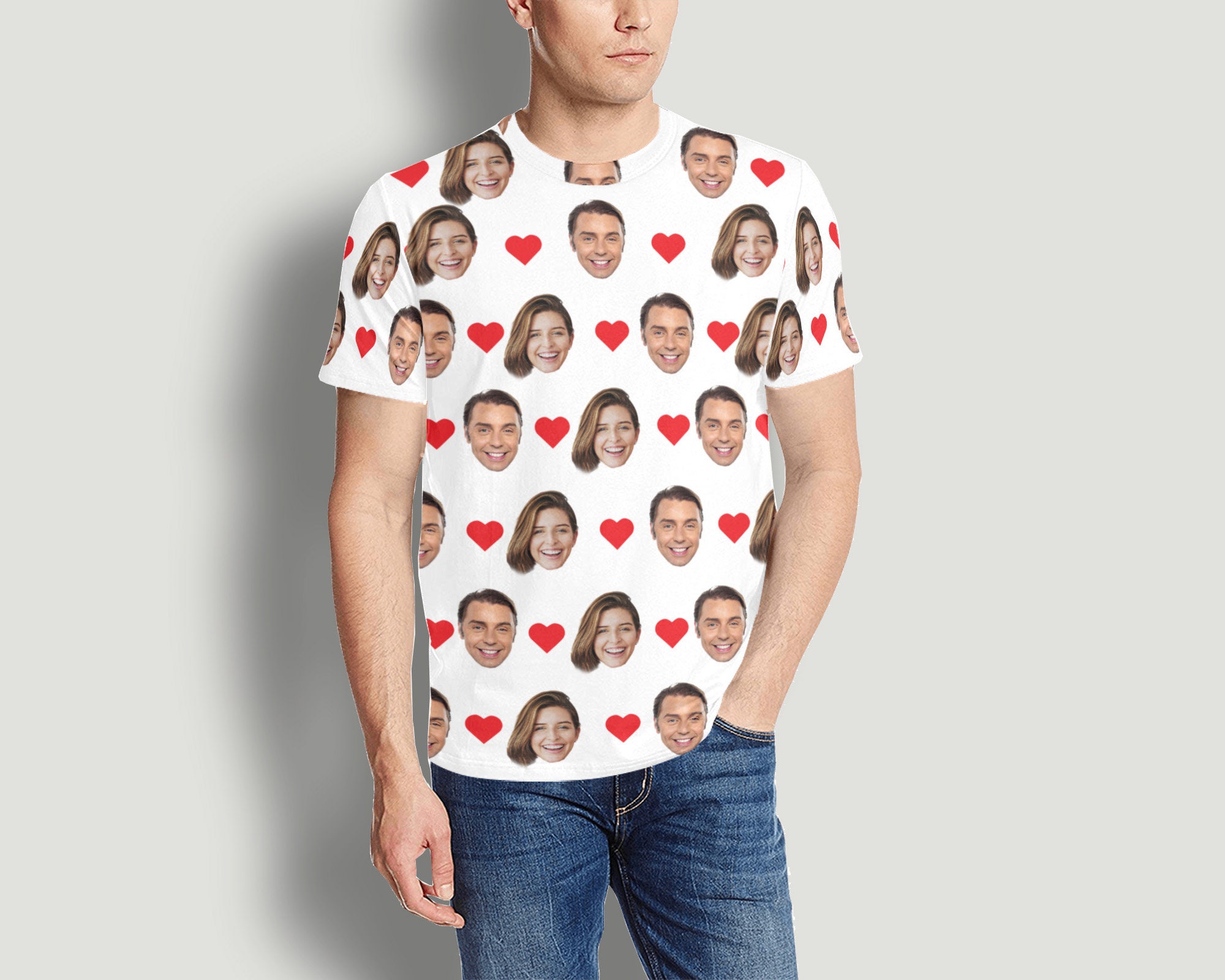 Custom Face All Over Print T-shirt: Personalized Photo Face Gift ...