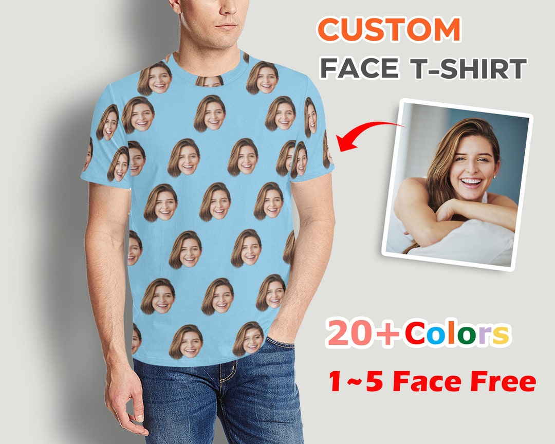 Custom Face All Over Print T-shirt: Personalized Photo Face Gift ...