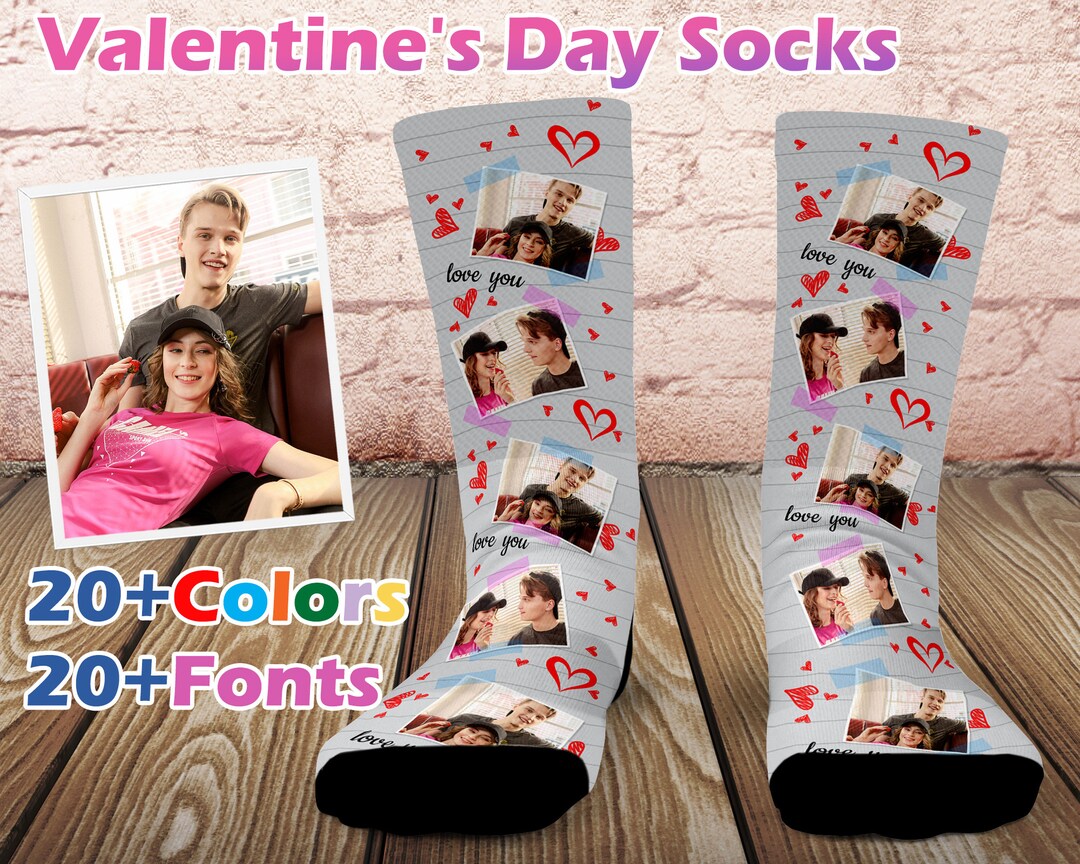Custom Couple Photo Socks, Pictures on Socks, Valentine's Day Socks ...