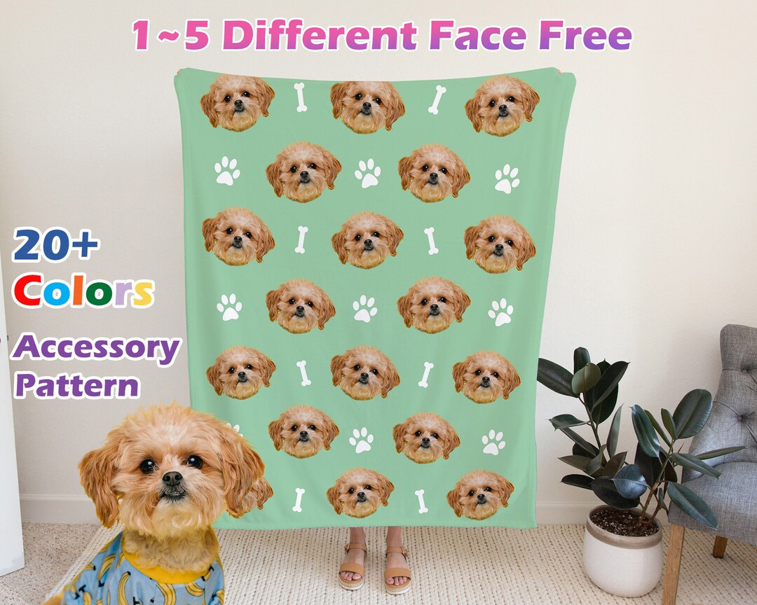 Custom Pet Face Blanket, Personalized Blanket, Customized Dog Face ...