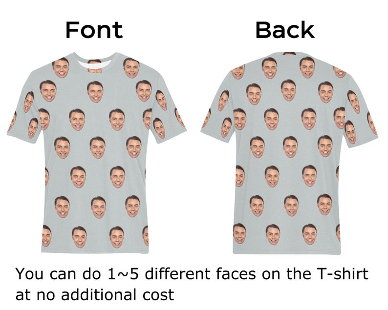 Custom Face All Over Print T-shirt: Personalized Photo Face Gift ...