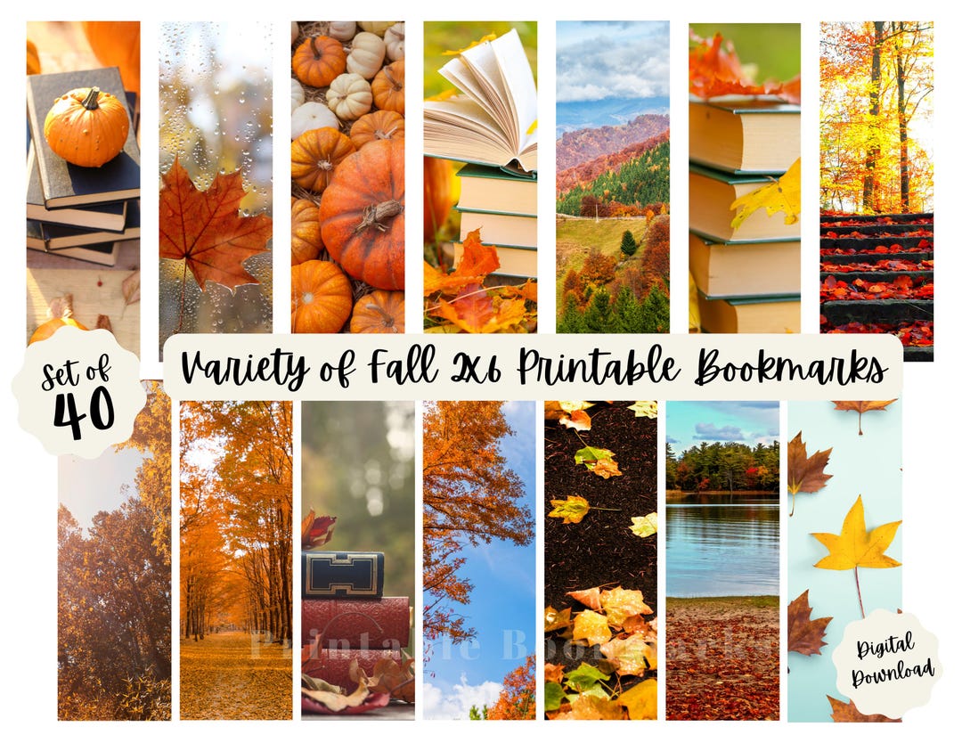 Fall Printable Bookmarks, Digital Download, Printable Bookmarks, Fall ...
