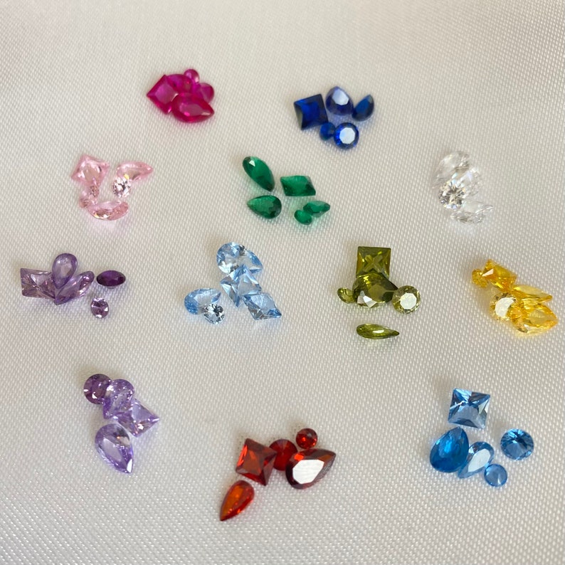 Cubic Zirconia Gemstones: CZ Birthstones, Round, Pear, Heart, Square ...