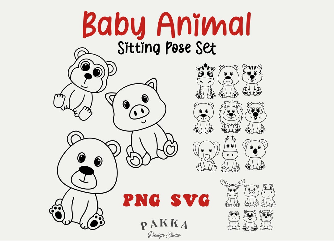 Baby Safari Animal in Cute Sitting Pose,png for Sublimation,svg File ...