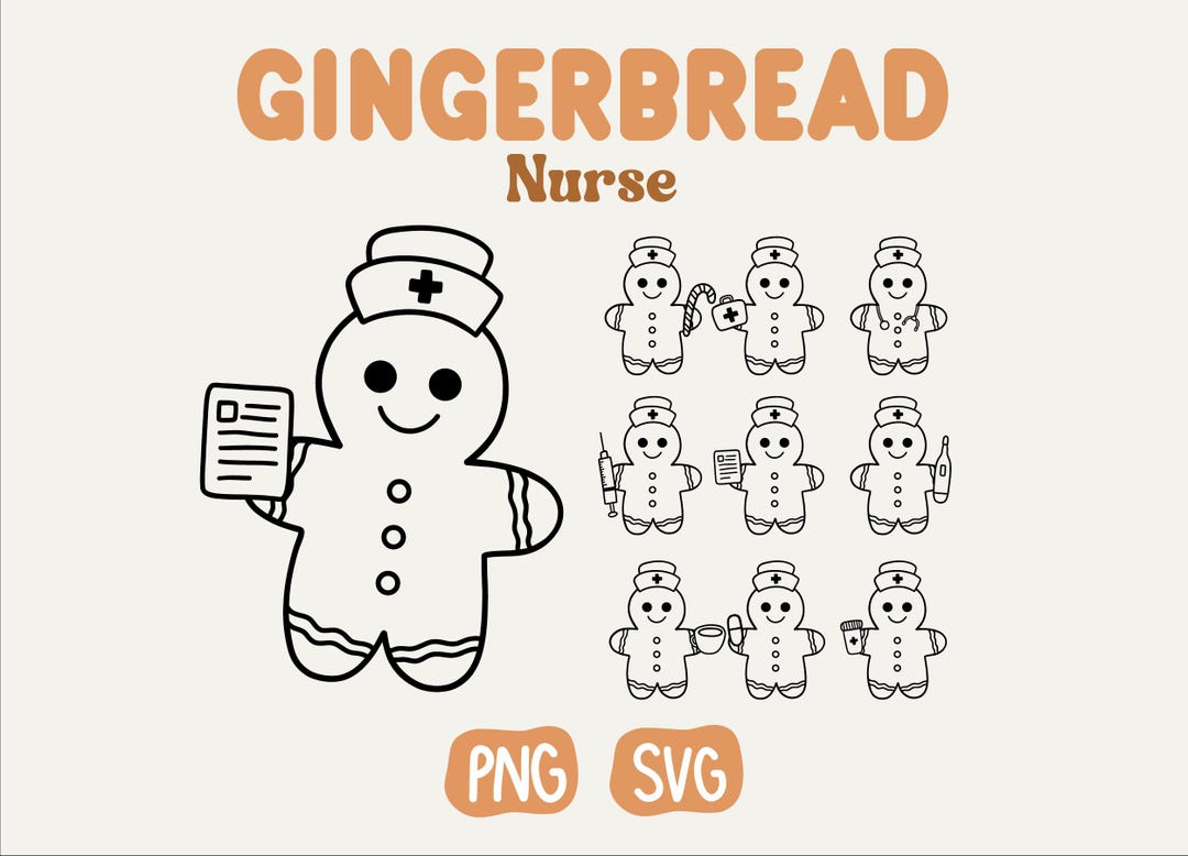 Christmas Gingerbread Nurse Png,gingerbread Xmas Svg,school Nurse Gift ...