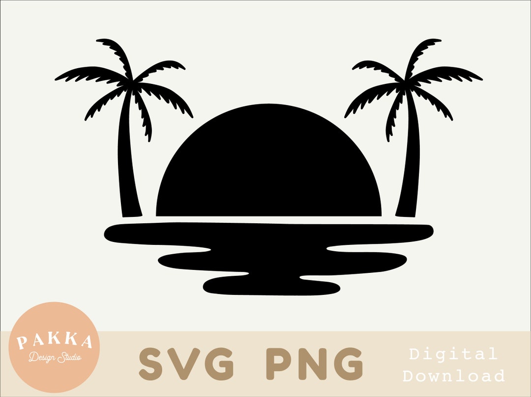 Sunset With Palm Tree Svg,summer,tropical,vacation Svg, Png Svg Cut ...