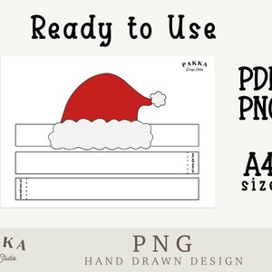 Paper Crown, Christmas Santa Hat, Printable Kids Craft, DIY Winter ...