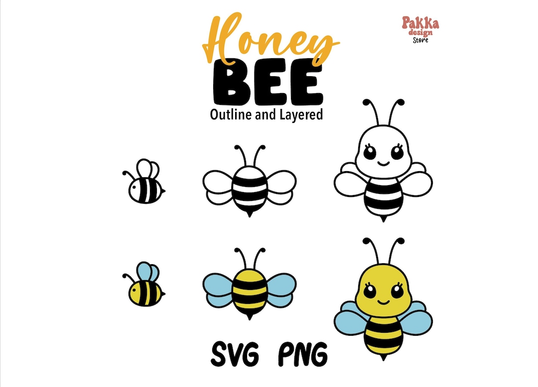 Bee SVG Bundle,honeybee ,bumble Bee, Outline and Layered, Clipart Png ...