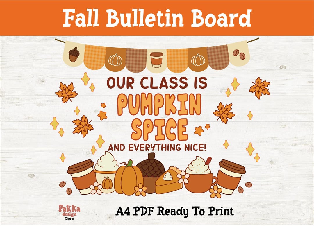 Pumpkin Spice Bulletin Board Kit | Fall Classroom Decor | Pumpkin Latte ...