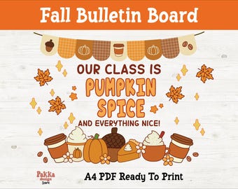 Pumpkin Spice Fall Bulletin Board Kit | Fall Classroom Decor | Autumn ...