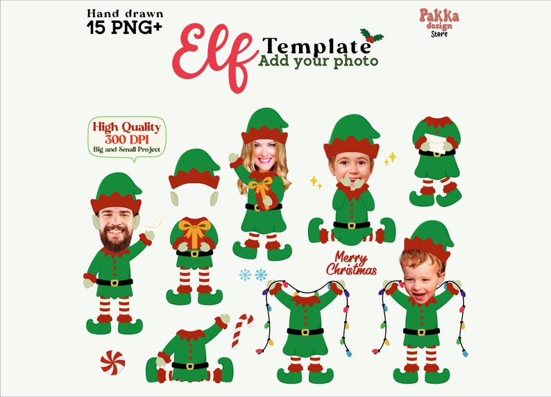 Elf Yourself Template | Editable Christmas Photo Bundle | Add Your Face ...