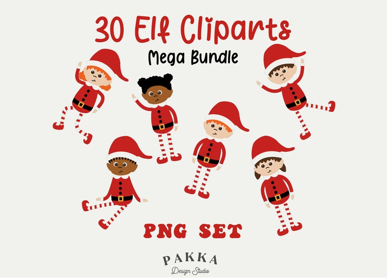 30 Elf Clip Art Mega Bundle,digital Download, Elf Suit Prop,printable ...