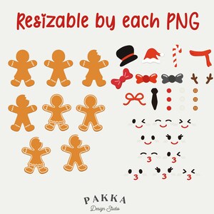 Diy Gingerbread Clipart, Printable Png for Kids Christmas, Gingerbread ...