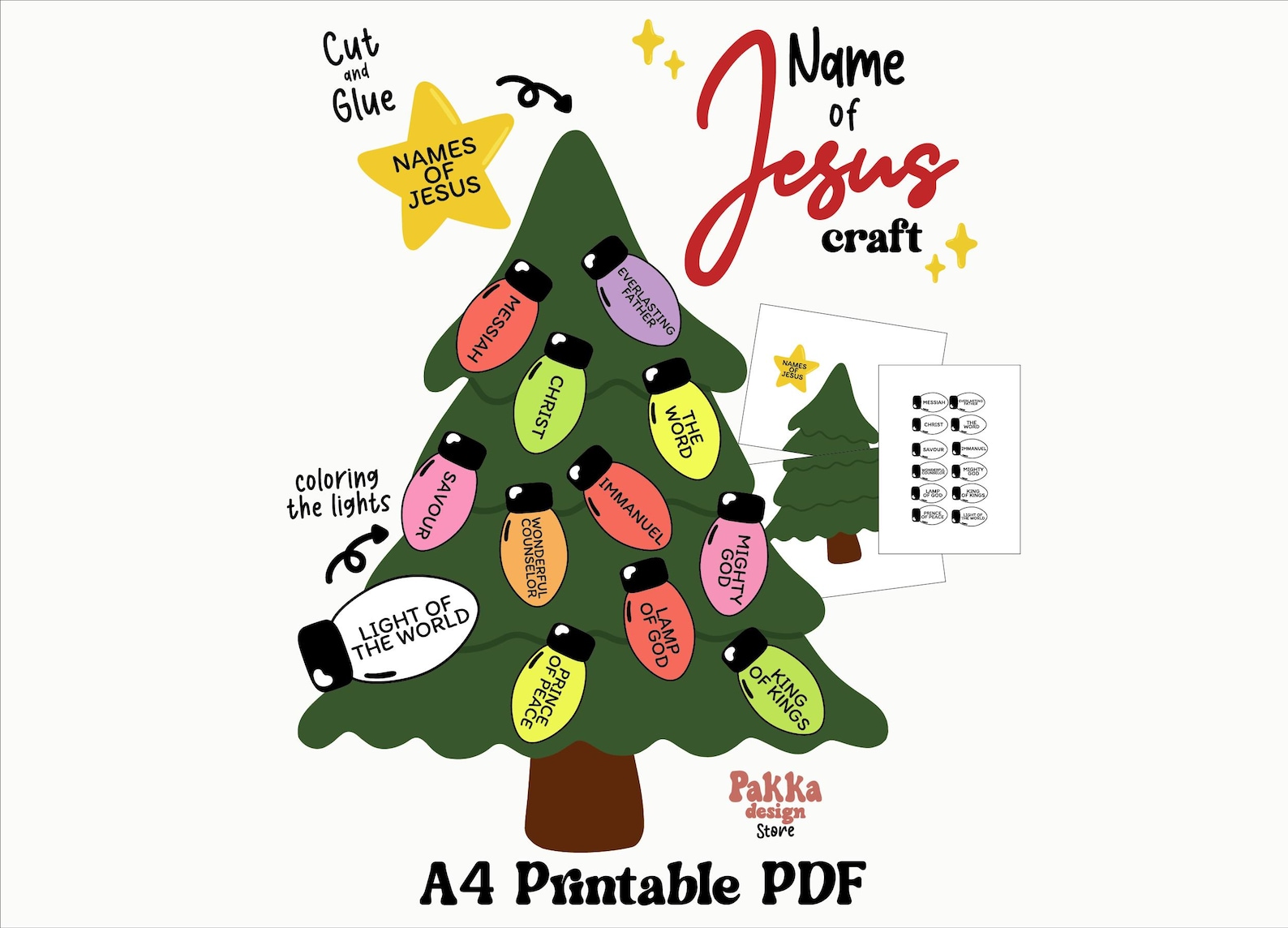 Names of Jesus Craft for Kids | Christmas Bible Printable | Sunday ...