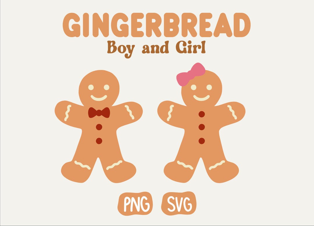Cute Gingerbread Boy and Girl Svg, Christmas Gingerbread Svg,kids ...