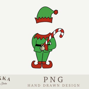 Elf Face Blank Bundle With Candycane, Gift Bag and Sitting Pose, Add ...