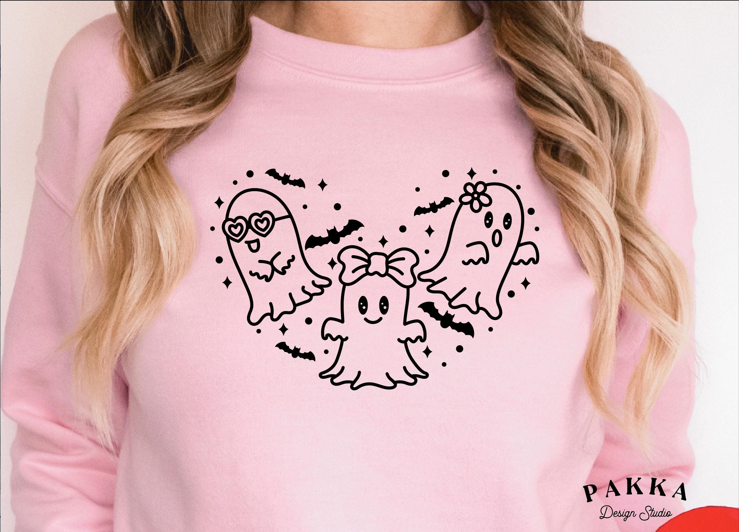 Girly Ghost Heart Svg,spooky Season Svg,bow,flower,retro,boo Ghost Clip ...