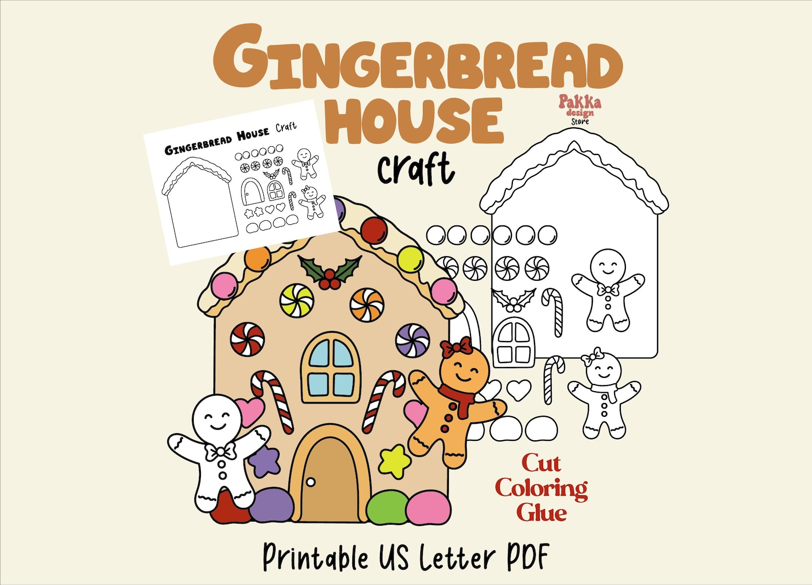 Gingerbread House Christmas Craft | Printable Build-a-house Activity ...